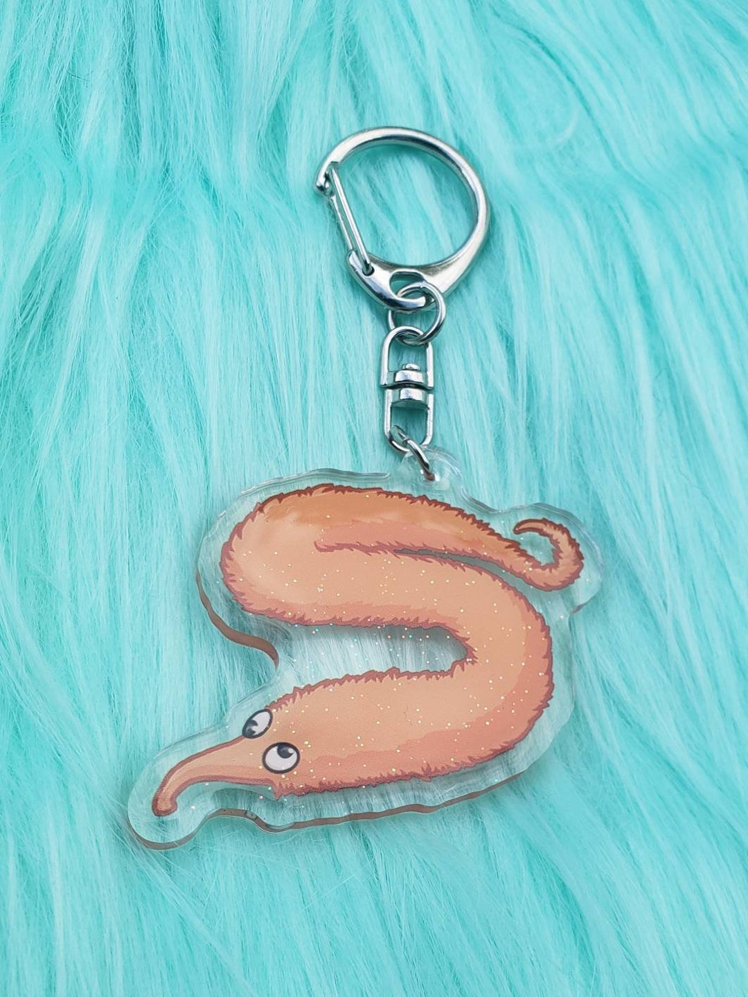 Worm on a String Glitter Epoxy Acrylic Charm Keychain - Etsy
