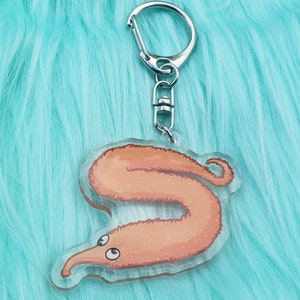 Worm on a String Glitter Epoxy Acrylic Charm Keychain - Etsy