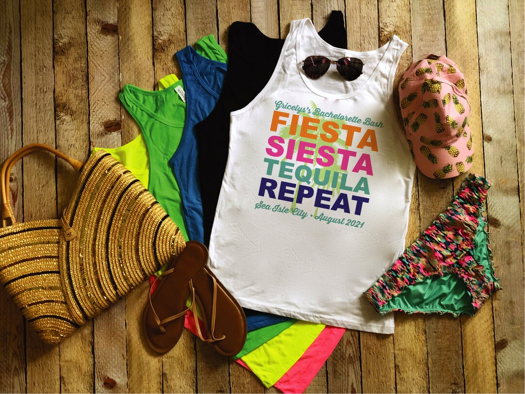 Fiesta Siesta Tequila Themed Tank Top, Bachelorette Party Tank Tops ...