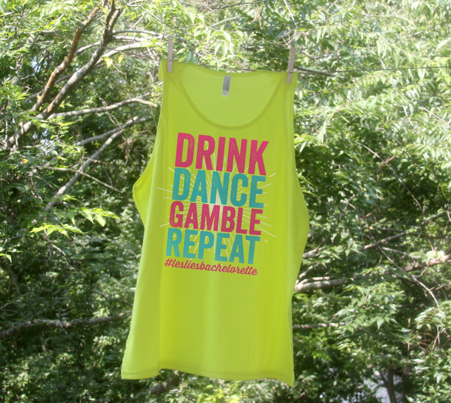 Drink Dance Gamble Repeat Neon Bachelorette Party Tanks / | Etsy