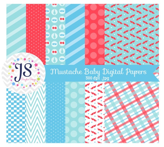 20FOR20, Vintage Mustache Digital Paper Pack for Personal and ...
