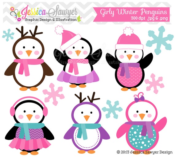 20FOR20, girly winter penguin clipart, holiday penguins clip art , for ...