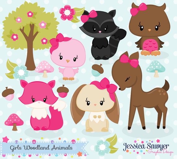 20FOR20, girls woodland animals clipart, forest clip art, for personal ...