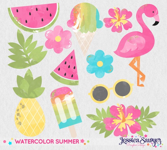 20FOR20 - Watercolor Summer Clipart by Jessica Sawyer Design | Catch My ...