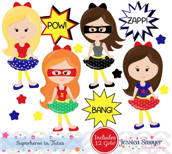 20FOR20, dark skin tones super heroes in tutus clipart, comic clip art ...