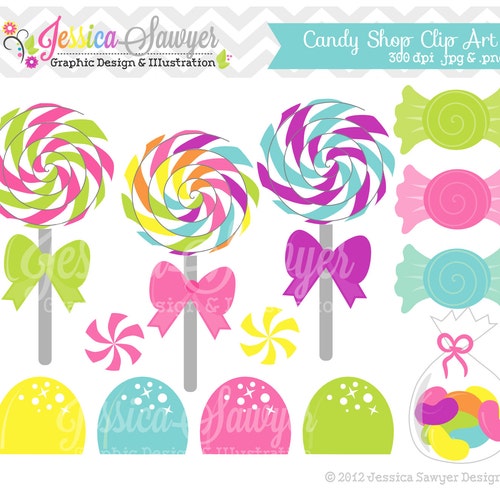 Candy Clipart Clip Art With Lollipops Peppermints Hard Candy | Etsy