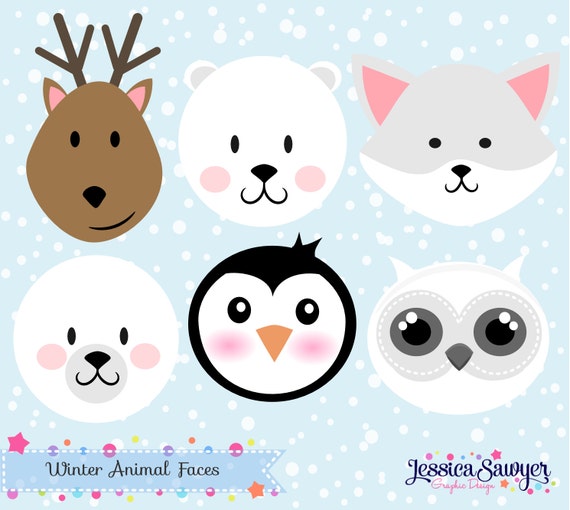 20FOR20, winter animal faces clipart or reindeer clip art for personal ...
