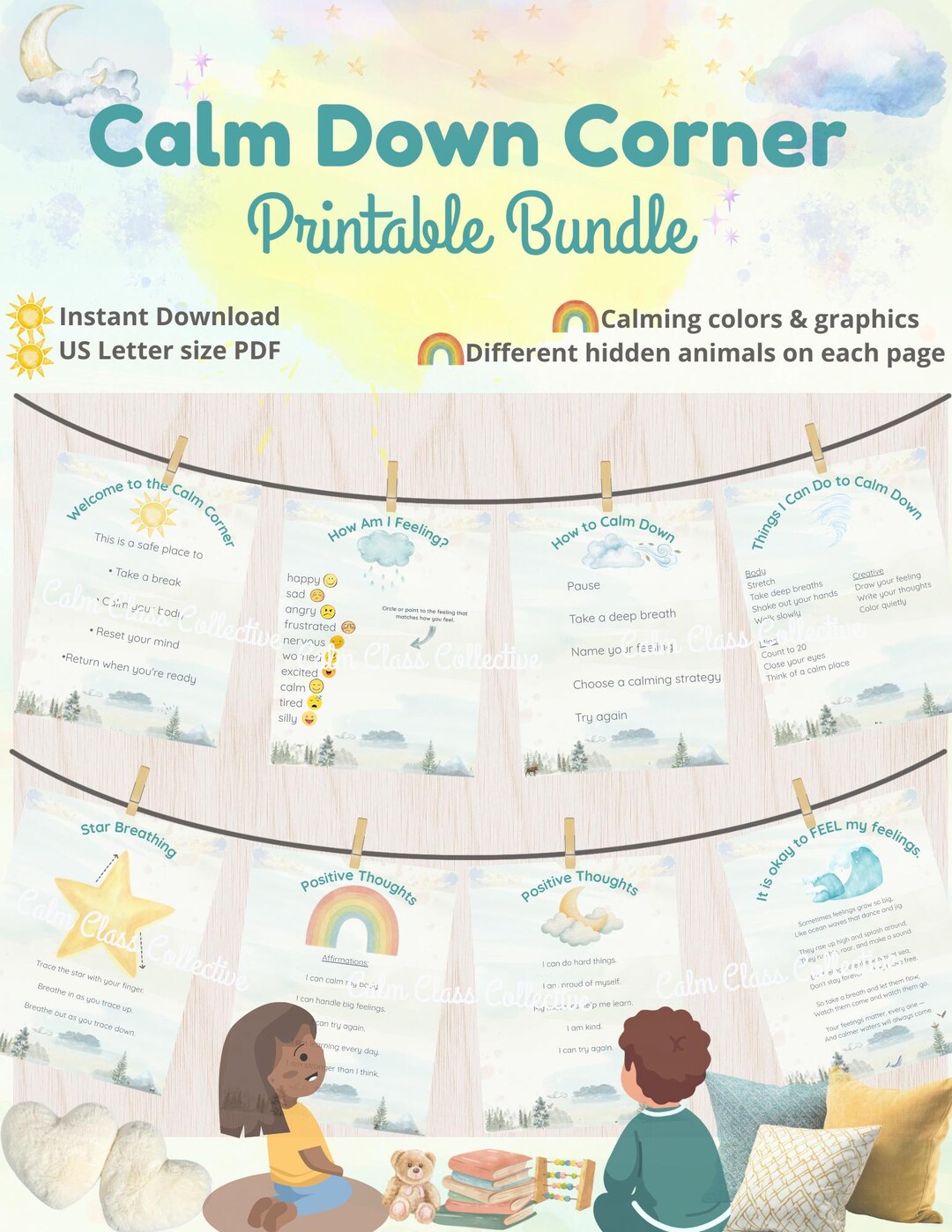 Calm Down Corner Printable Bundle, Kids Classroom Posters, Social ...