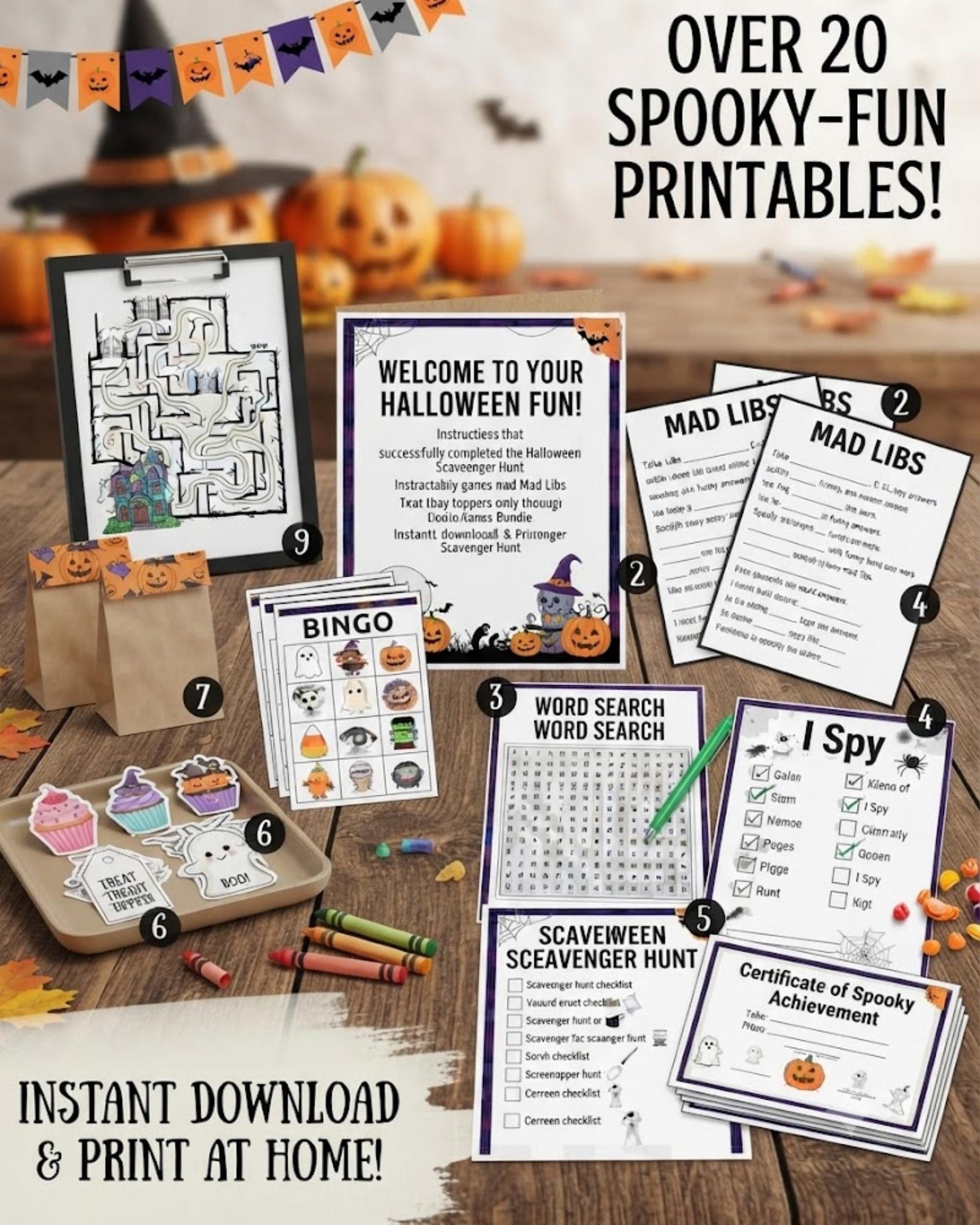 Buy Halloween Kids Party Games Bundle, Spooky Activity Book, Printable ...