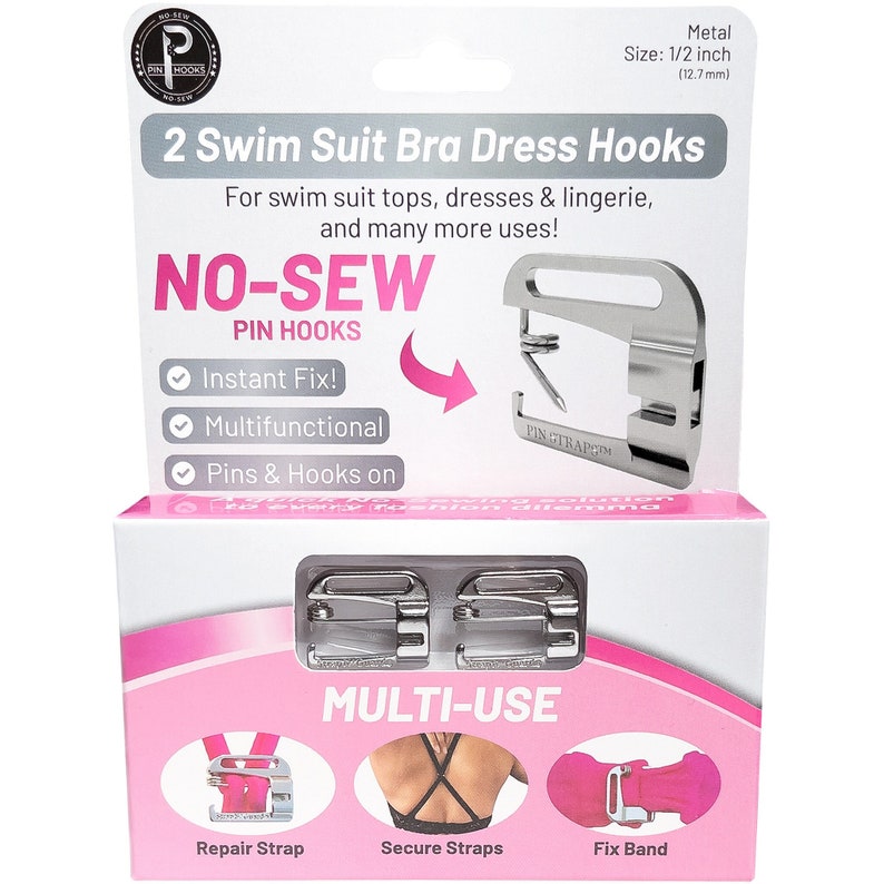 NO SEW, Swim Suit Bra Replacement G Hooks, No-slip Clip on Silver Metal ...