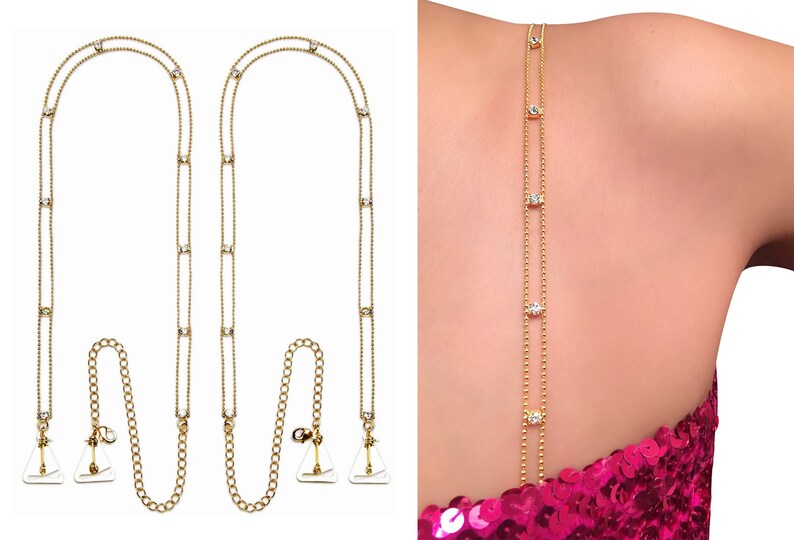 No-sew, No-slip, Detachable, Multiway, Dainty Gold Beads Crystal ...