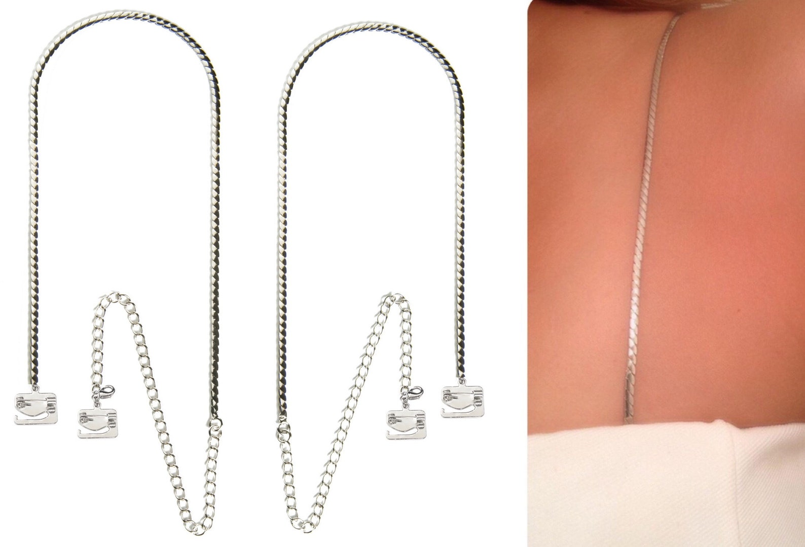 No-sew, No-slip, Detachable, MULTIWAY, Trendy Chain Shoulder Jewelry ...