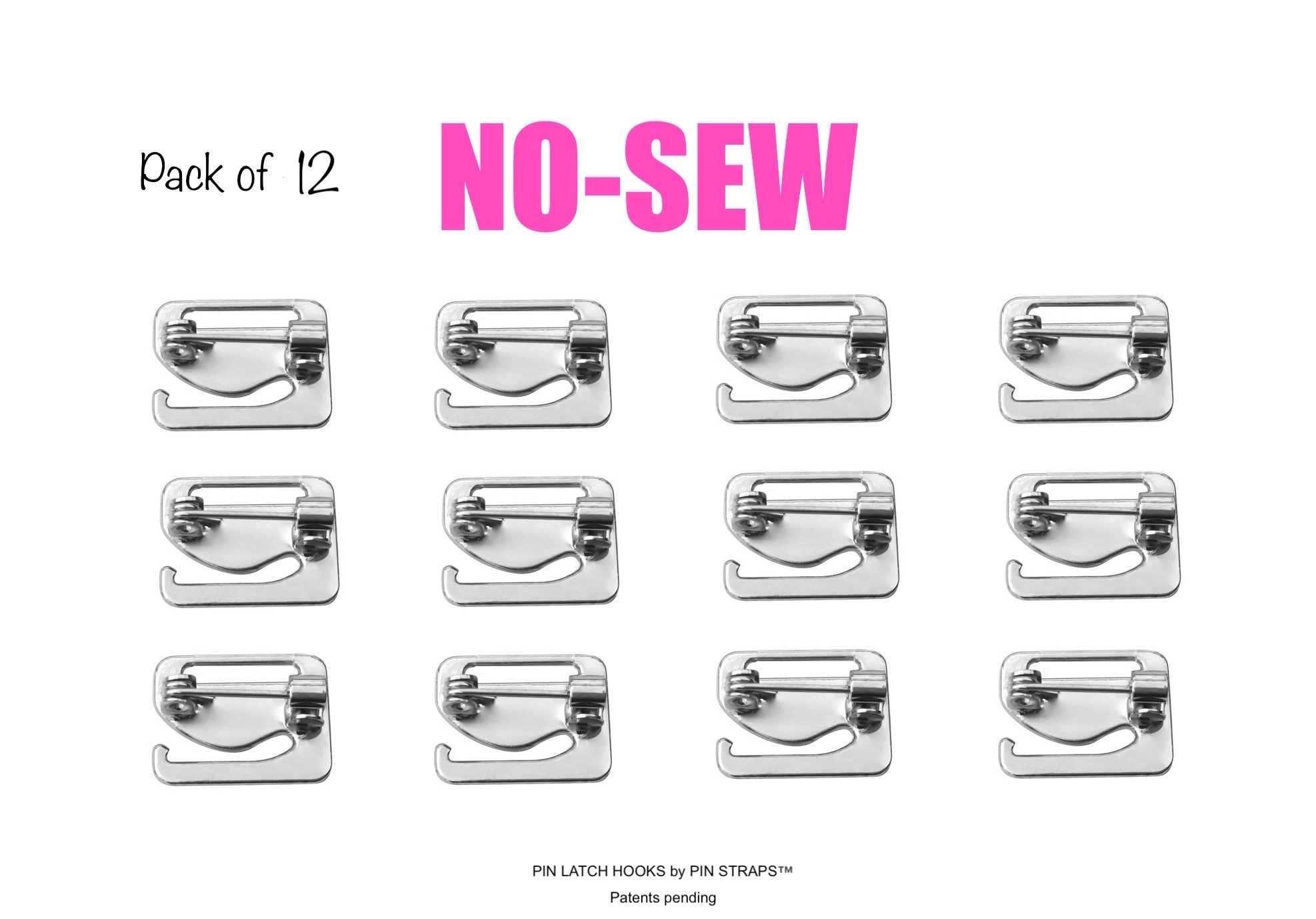 NO-SEW Pack of 12 , Silver Metal Pin Latch Swan Replacement Hooks Clips ...