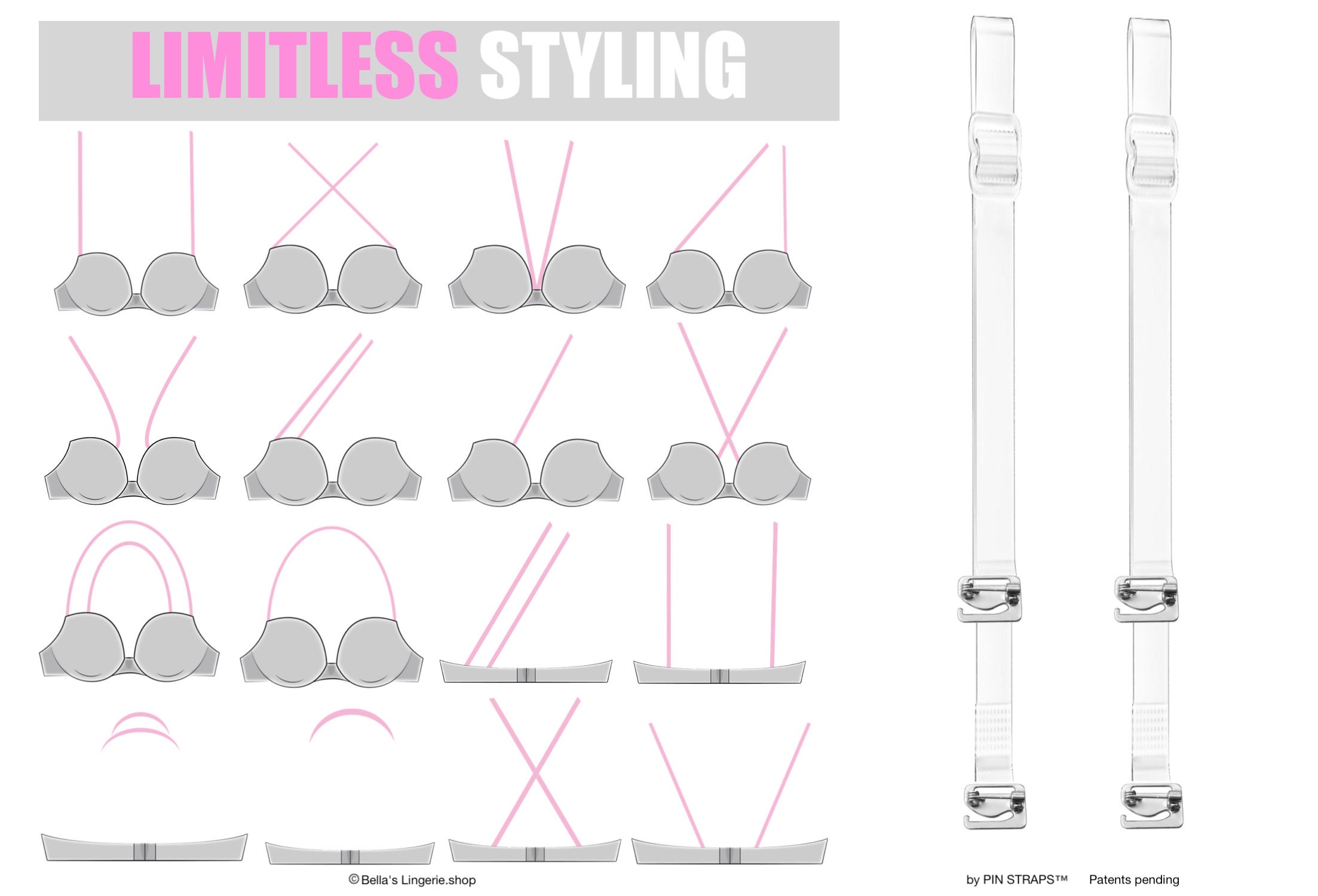 Clear Spaghetti Straps No Slip No Sew Replacement Bra Straps Detachable ...