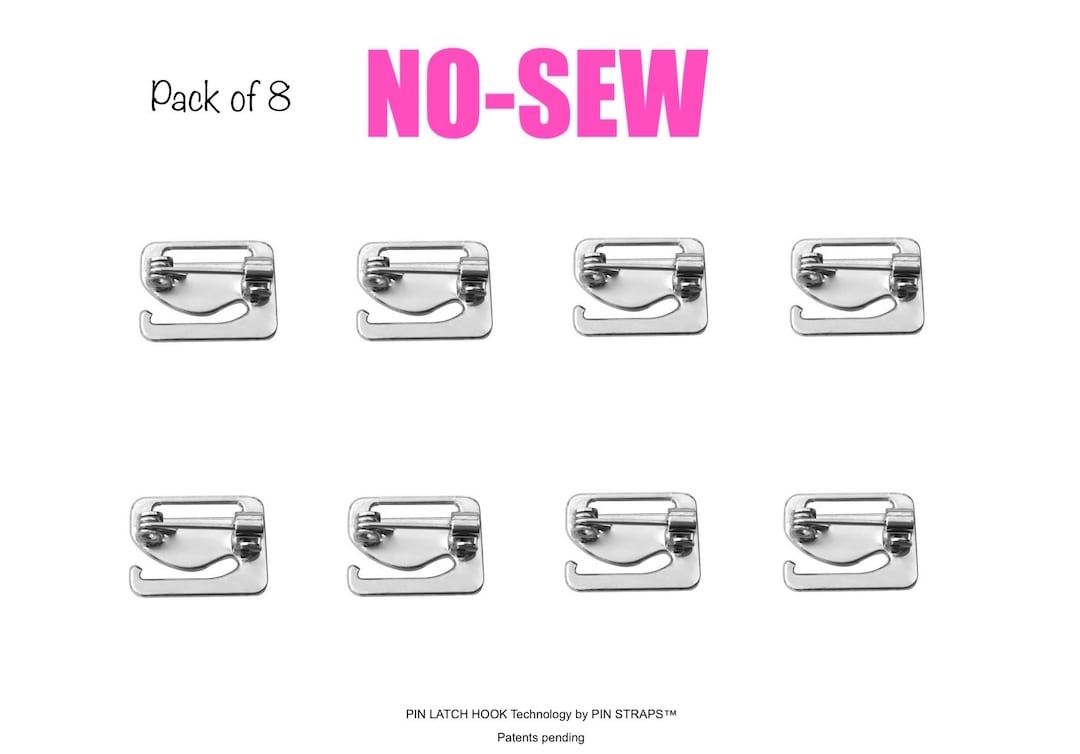 NO-SEW, Pack of 8 - Silver Metal Pin Latch Swan Replacement Hooks Clips ...