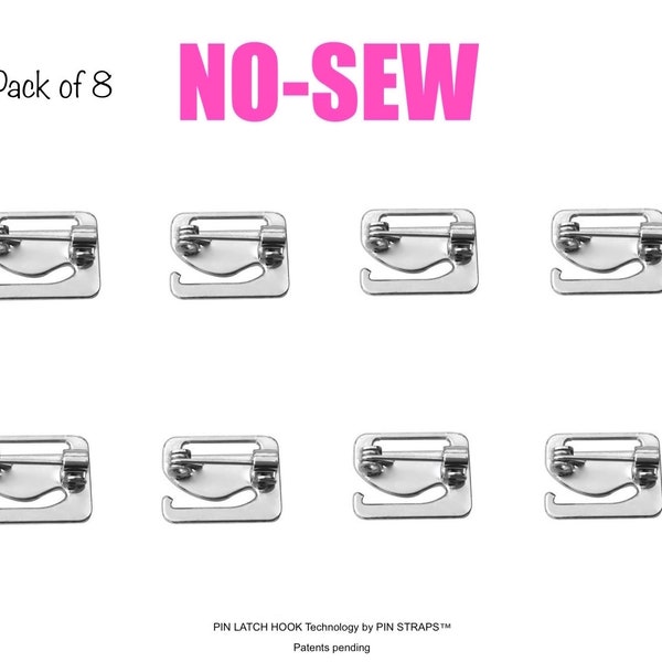 NO-SEW Pack of 12 , Silver Metal Pin Latch Swan Replacement Hooks Clips ...