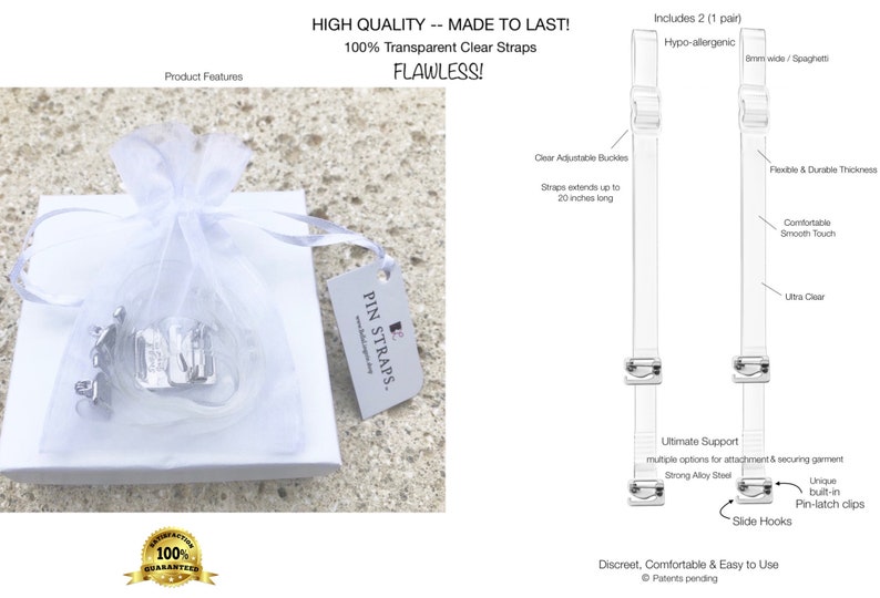 Clear Spaghetti Straps No Slip No Sew Replacement Bra - Etsy