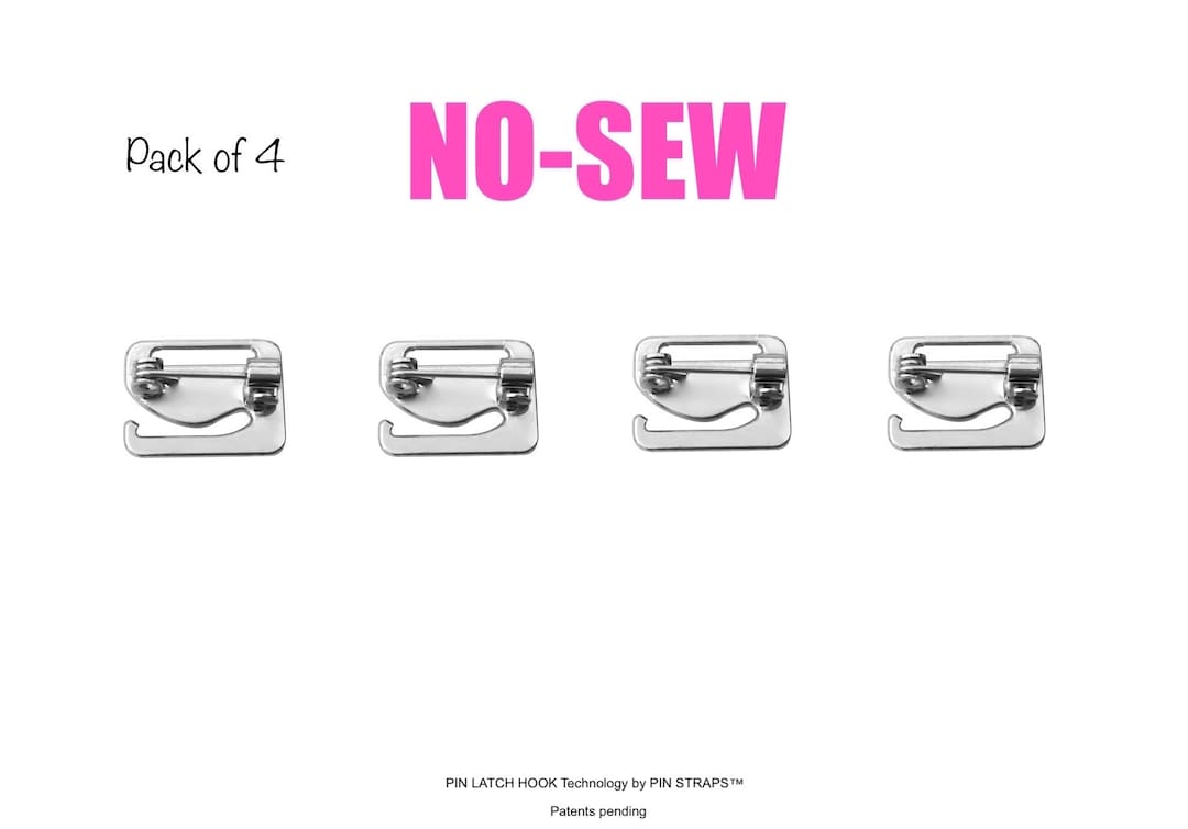NO SEW, No Slip, G Hooks, Pack of 4 Silver Metal Swan Slide Hooks Pin ...