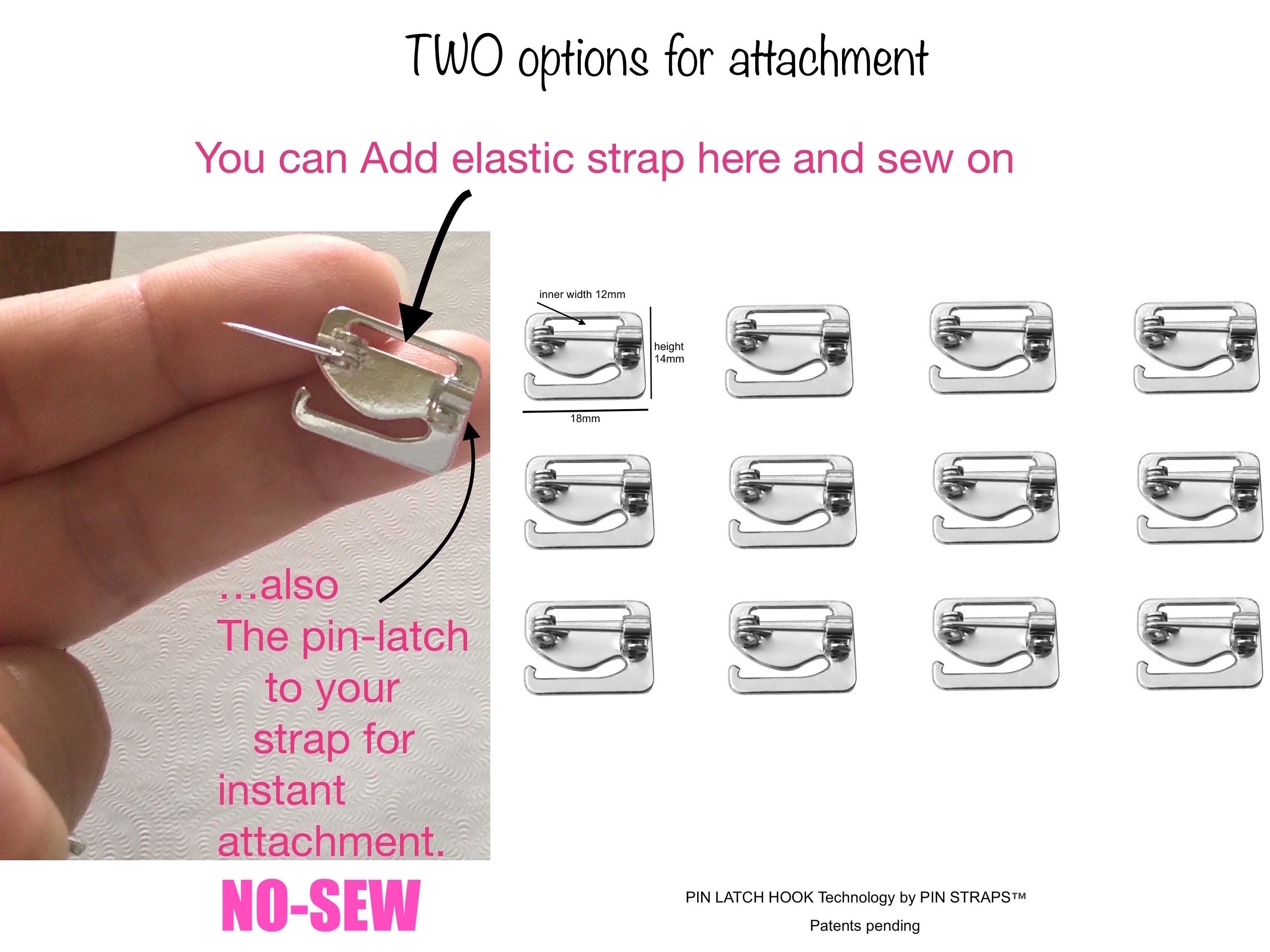 NO-SEW Pack of 12 , Silver Metal Pin Latch Swan Replacement Hooks Clips ...