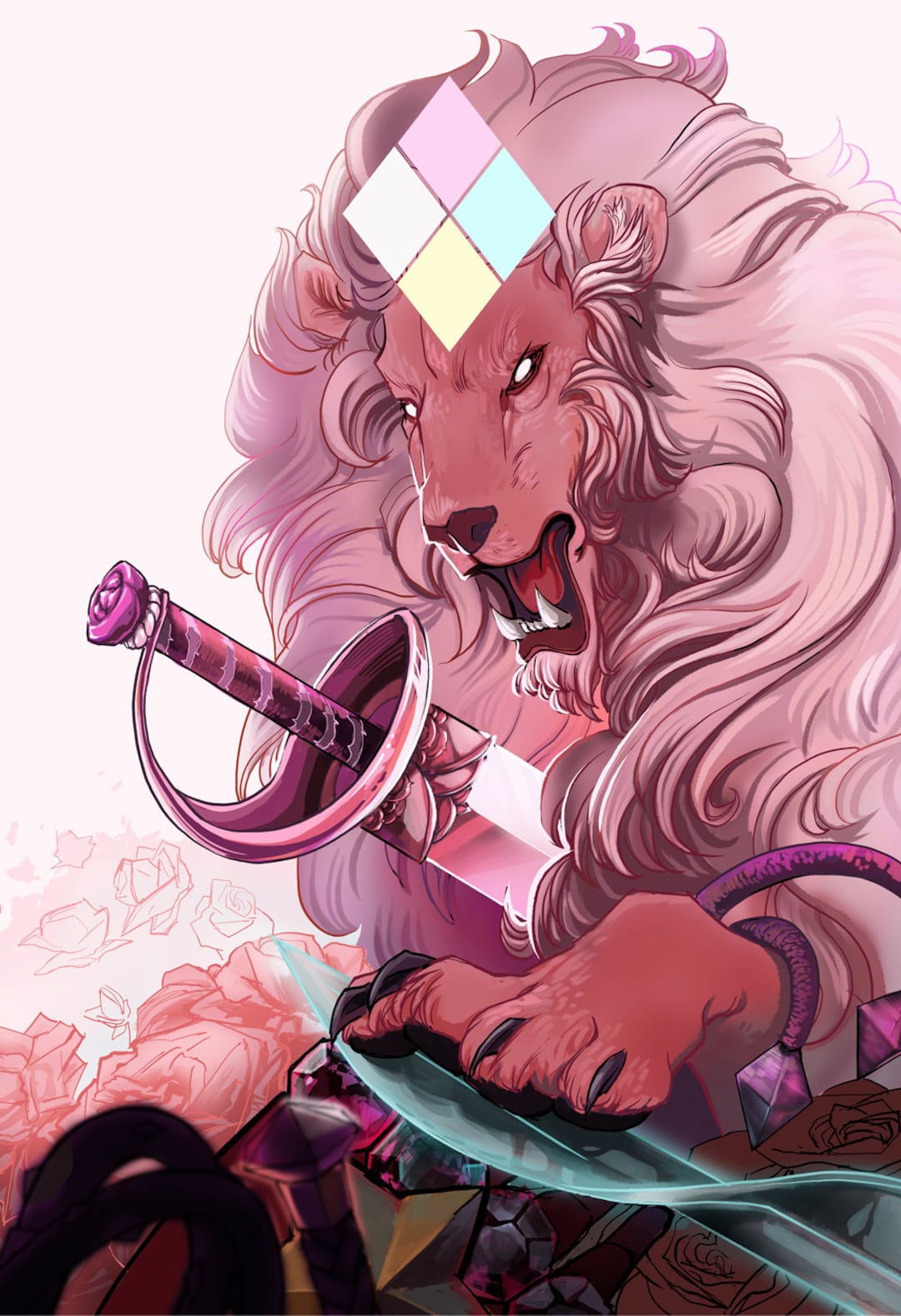 Steven Universe Lion Sword Fan Art Print Poster Etsy
