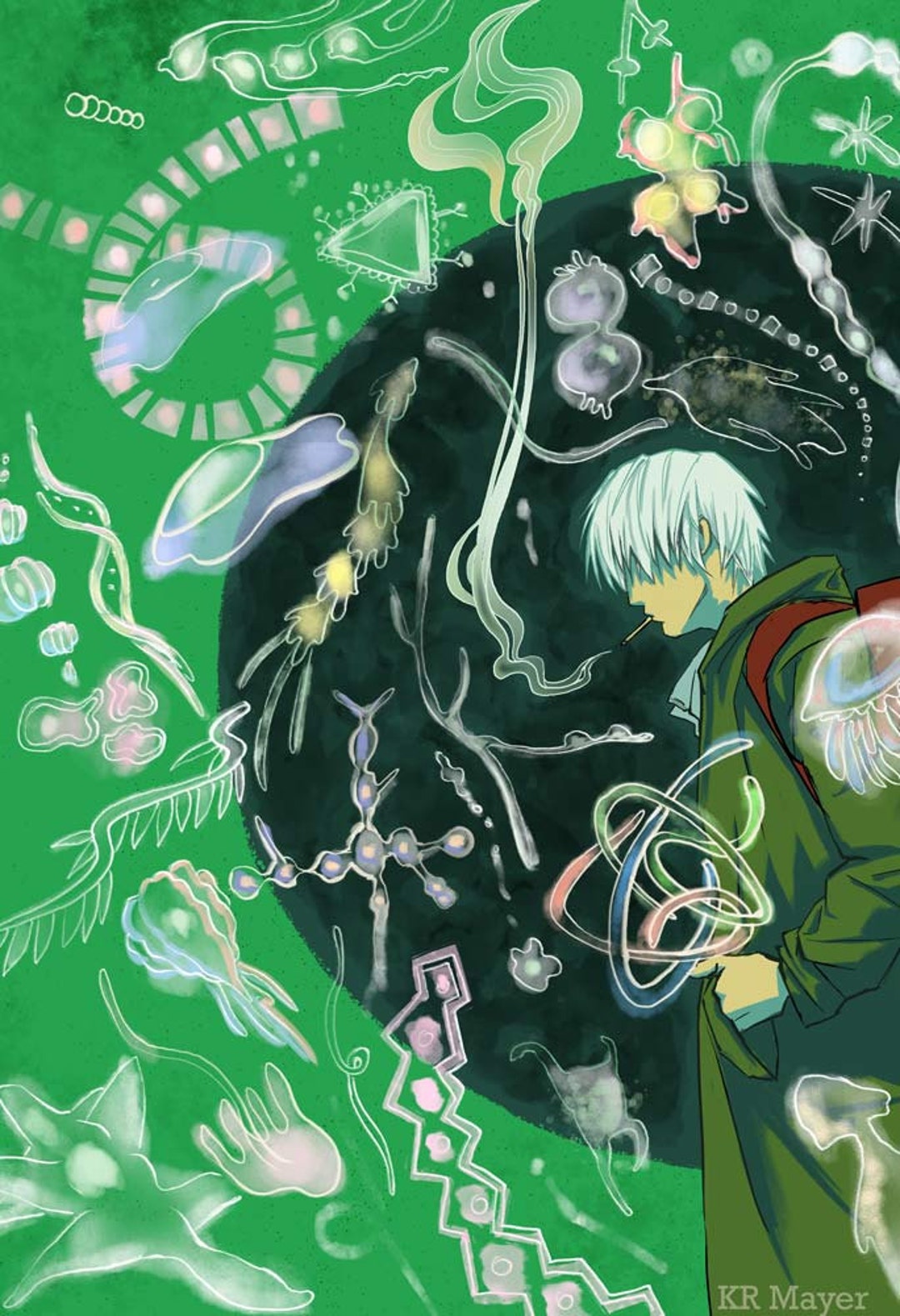 Mushishi | Ginko Anime Art Print Poster, Serene Japanese Forest Fan Art ...