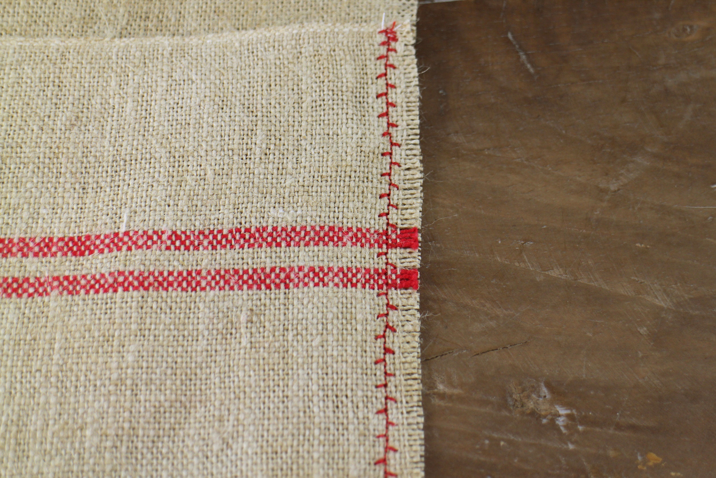 Antique French Grain Sack Wall Pocket: Red Stripe Farmhouse Decor - Etsy