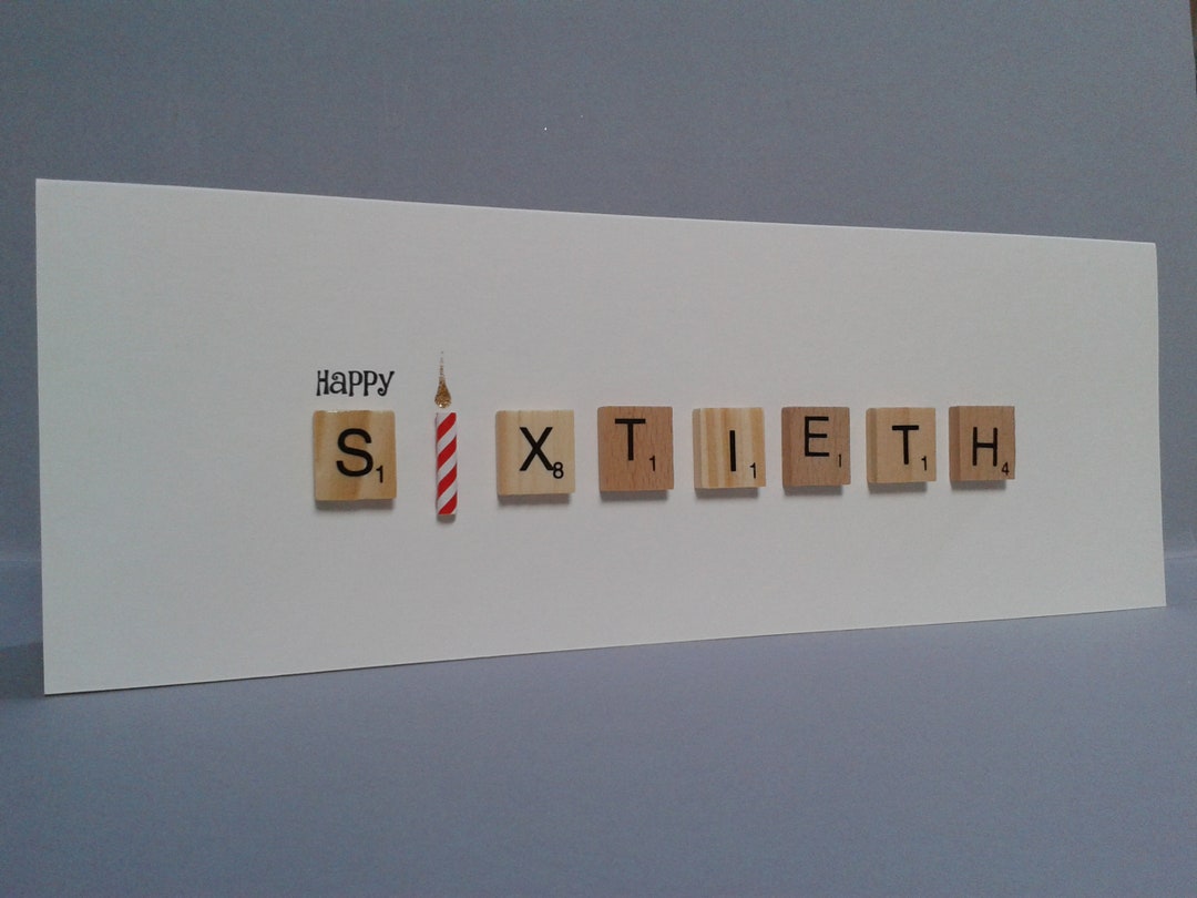 Happy AGE Birthday Wooden Letter Tile and Candle Card. - Etsy UK