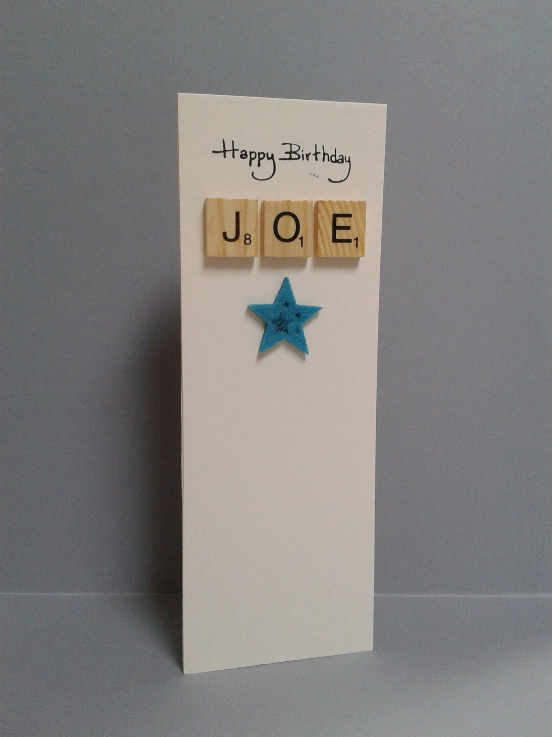 SALE CARD Happy Birthday JOE Letter Tile Card With Star - Etsy