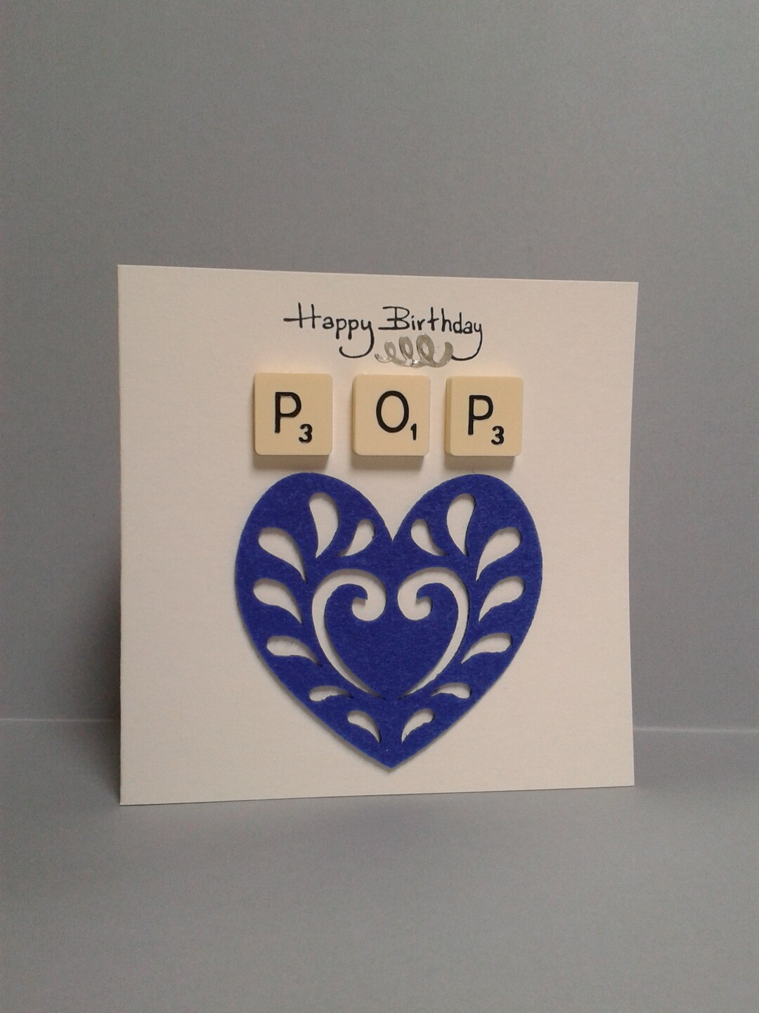 Happy Birthday POP Letter Tile Card With Heart Embellishment. - Etsy UK