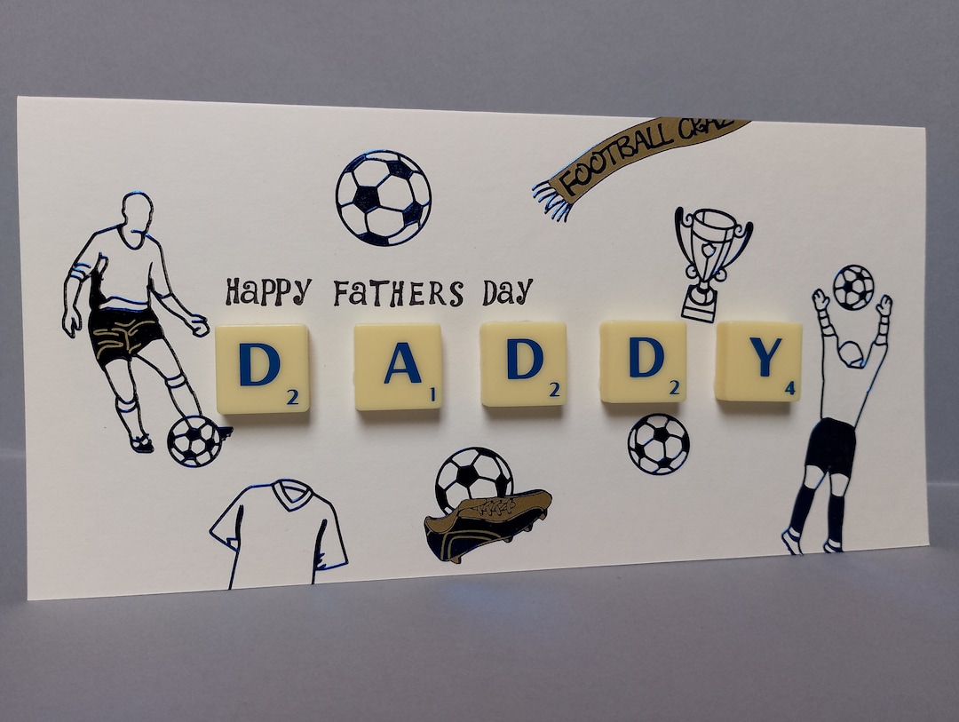 Happy Fathers Day DADDY Football Themed Letter Tile Card With ...