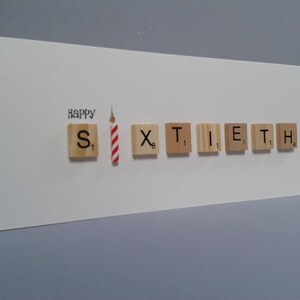 Happy AGE Birthday Wooden Letter Tile and Candle Card. - Etsy UK