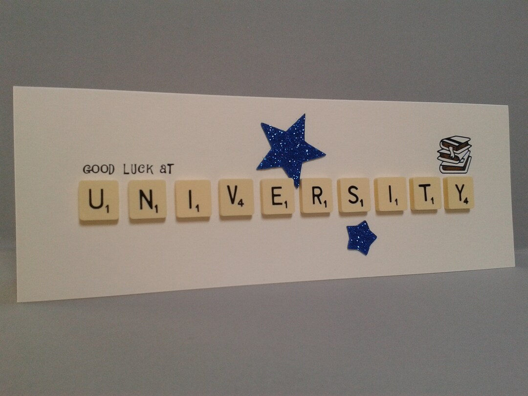Good Luck at UNIVERSITY Letter Tile Card With Embellishments. - Etsy