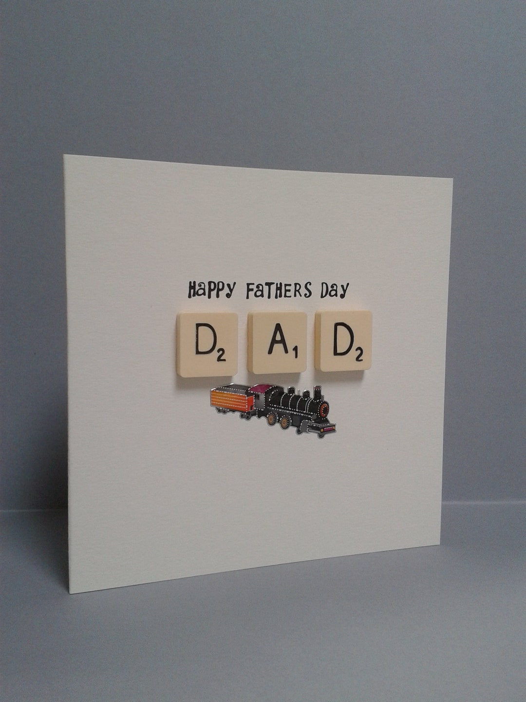 Happy Fathers Day DAD Letter Tile Card With Train Embellishment. - Etsy