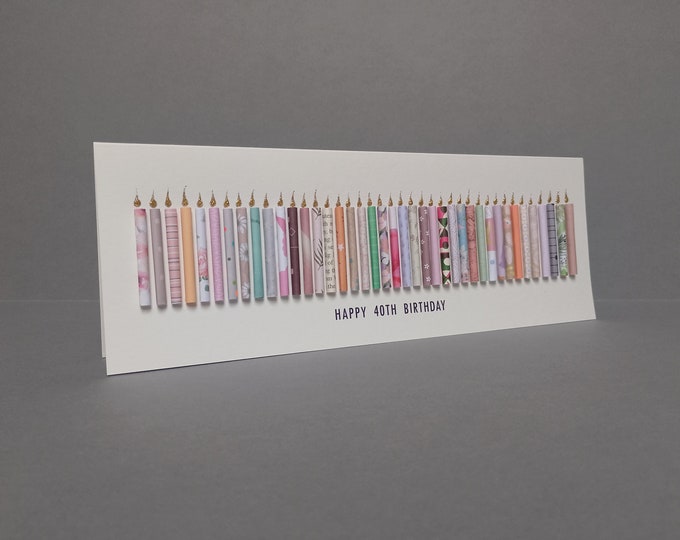 40-49th Age Birthday Candle Card. Can Be Personalised by Having a Name ...