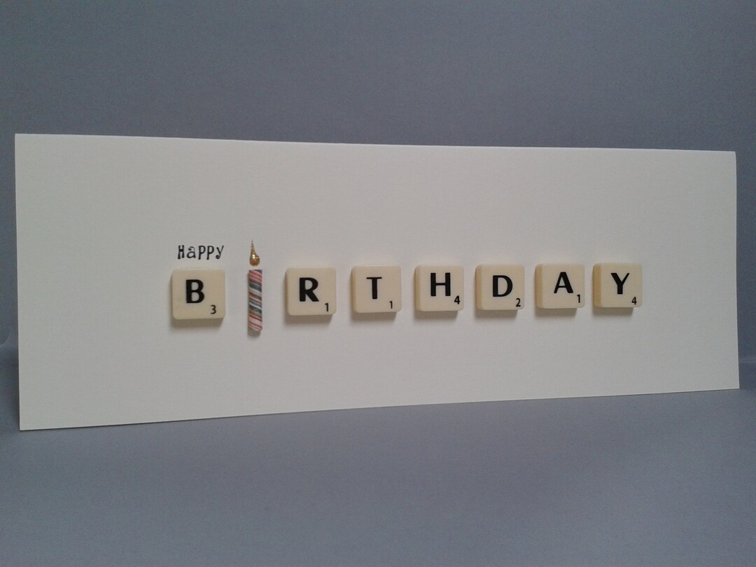 Happy BIRTHDAY Letter Tile and Candle Card, Can Be Personalised With a ...