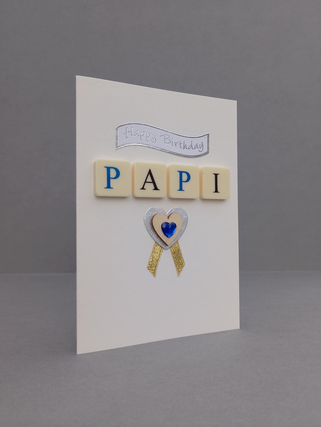 Happy Birthday PAPI Letter Tile Card With Embellishments. - Etsy