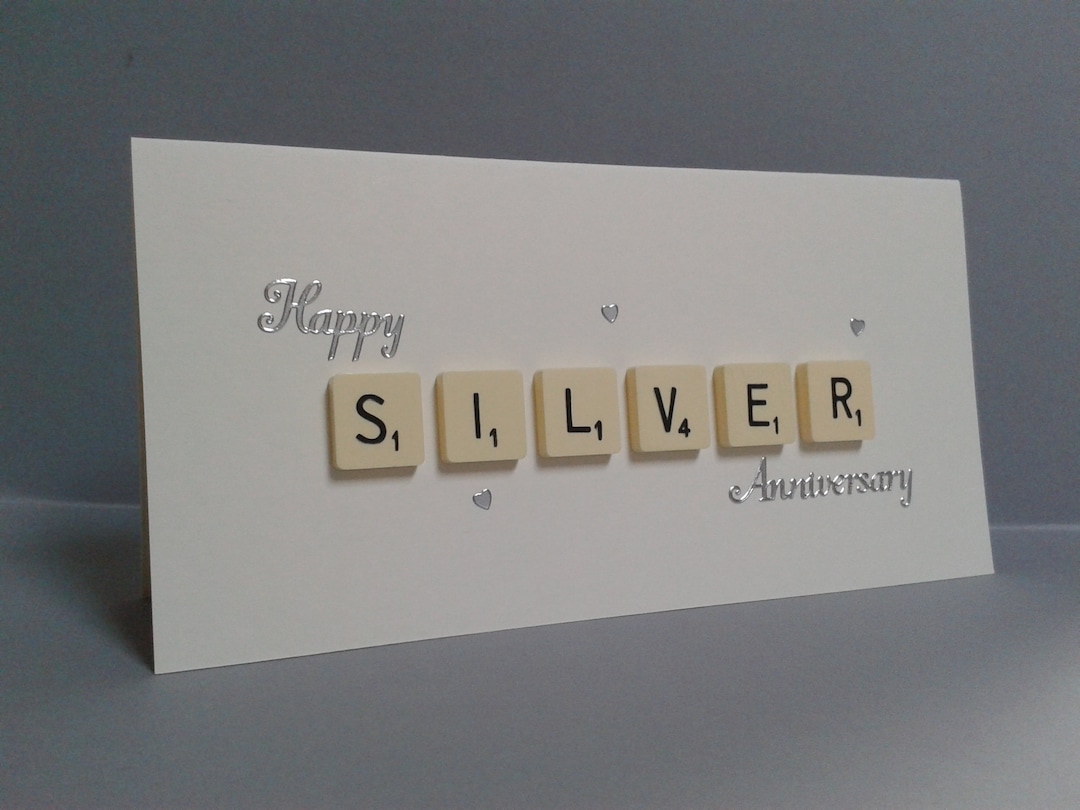 Happy SILVER Anniversary Letter Tile Card. 25th Wedding Anniversary ...