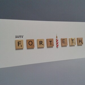 Happy AGE Birthday Wooden Letter Tile and Candle Card. - Etsy UK