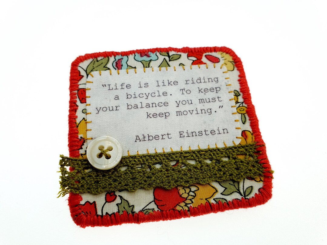 Textile Brooch With Inspirational Quote Fabric Embroidered - Etsy