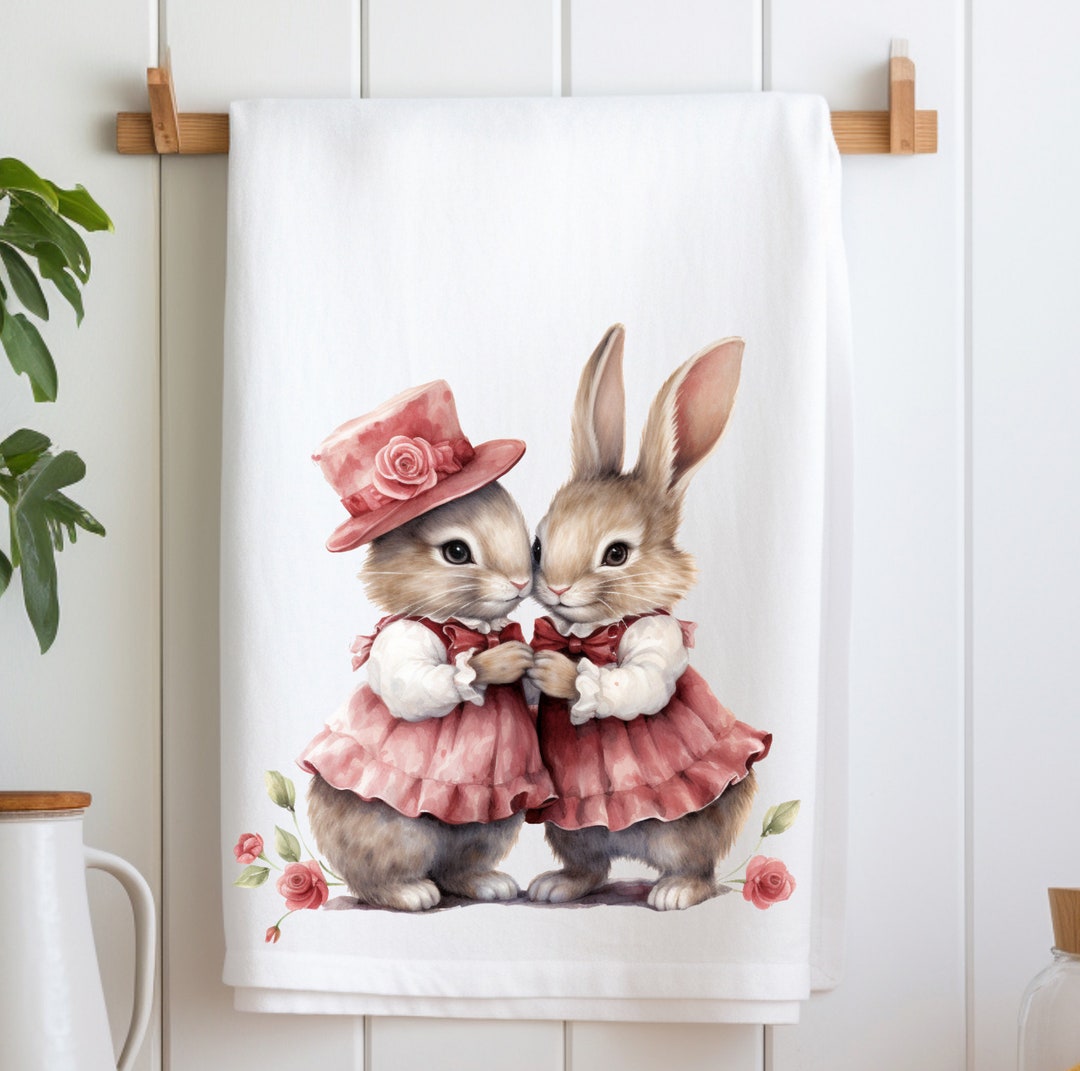 Rabbit Tea Towel, Easter Bunny Tea Towel, Easter Bunny Dish Towel ...