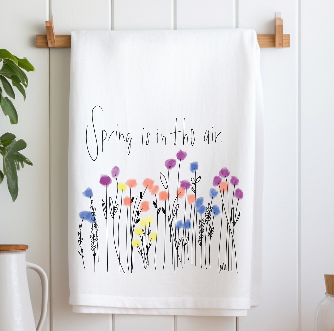 Wildflower Tea Towel, Spring Kitchen Towel, Flower Dish Towel, Spring ...