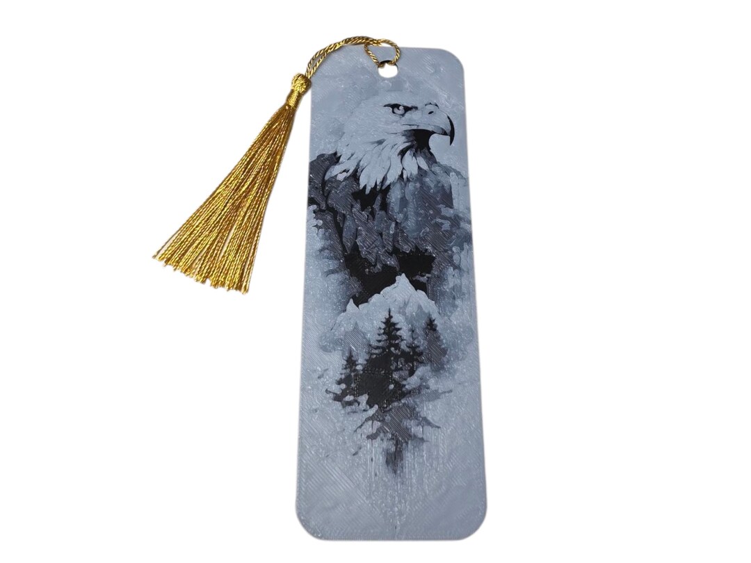 3D Printed Eagle Bookmark – Black & White With Tassel - Etsy