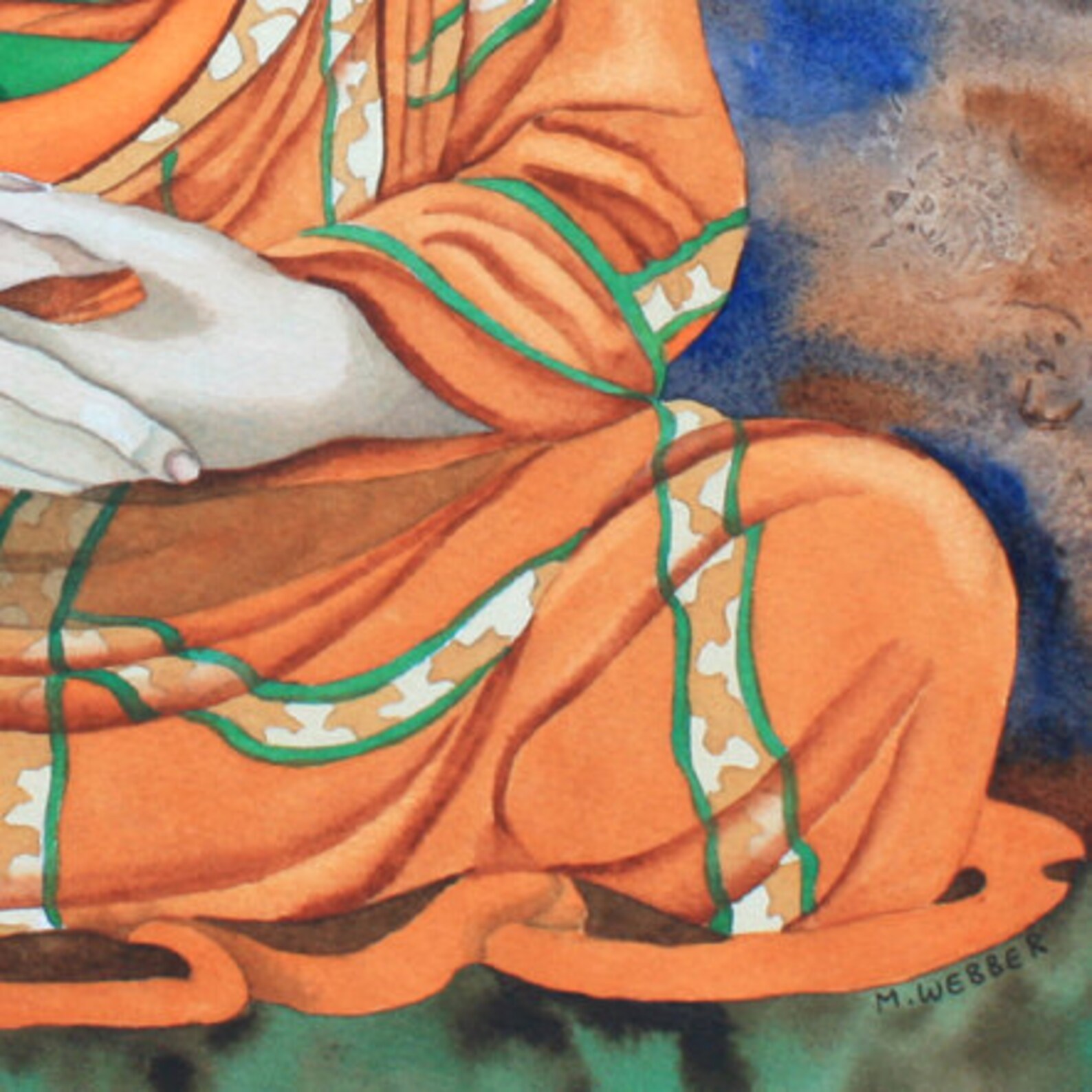 Lohan Buddhist Monk Statue Original Watercolour - Etsy