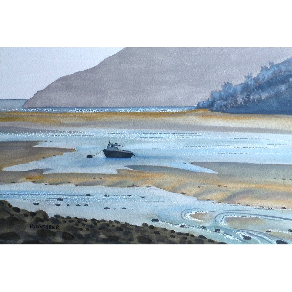 Boat at Harbour Original Watercolour Painting - Etsy UK