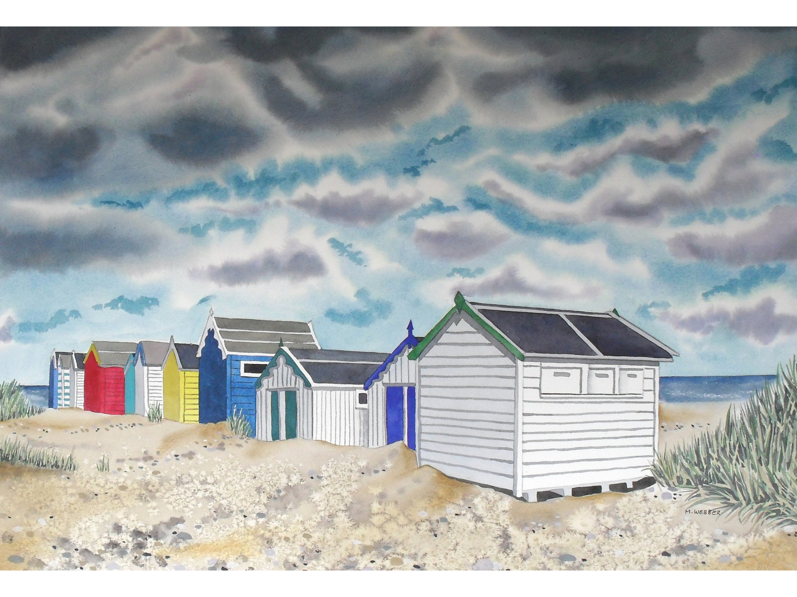 Beach Huts Painting