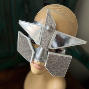 Delta Meta-face Chrome Futuristic Droid Headgear Silver Robot Headpiece ...