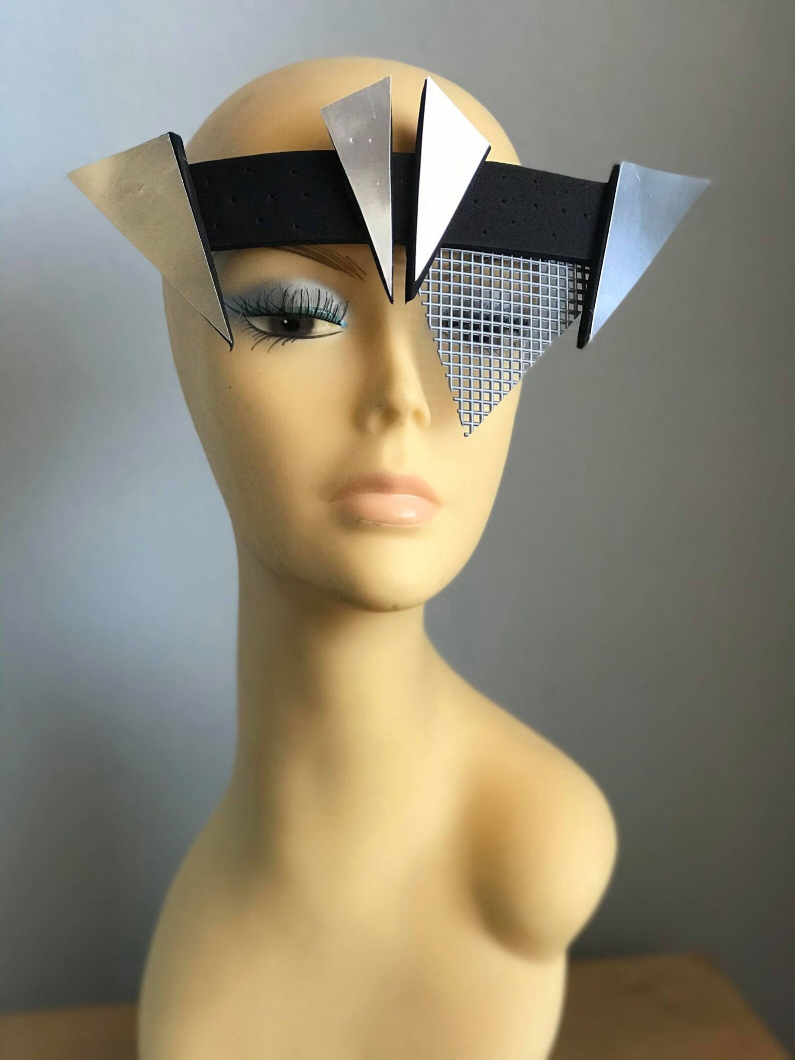 Silver metallic Moon Futuristic headgear monocle headpiece | Etsy