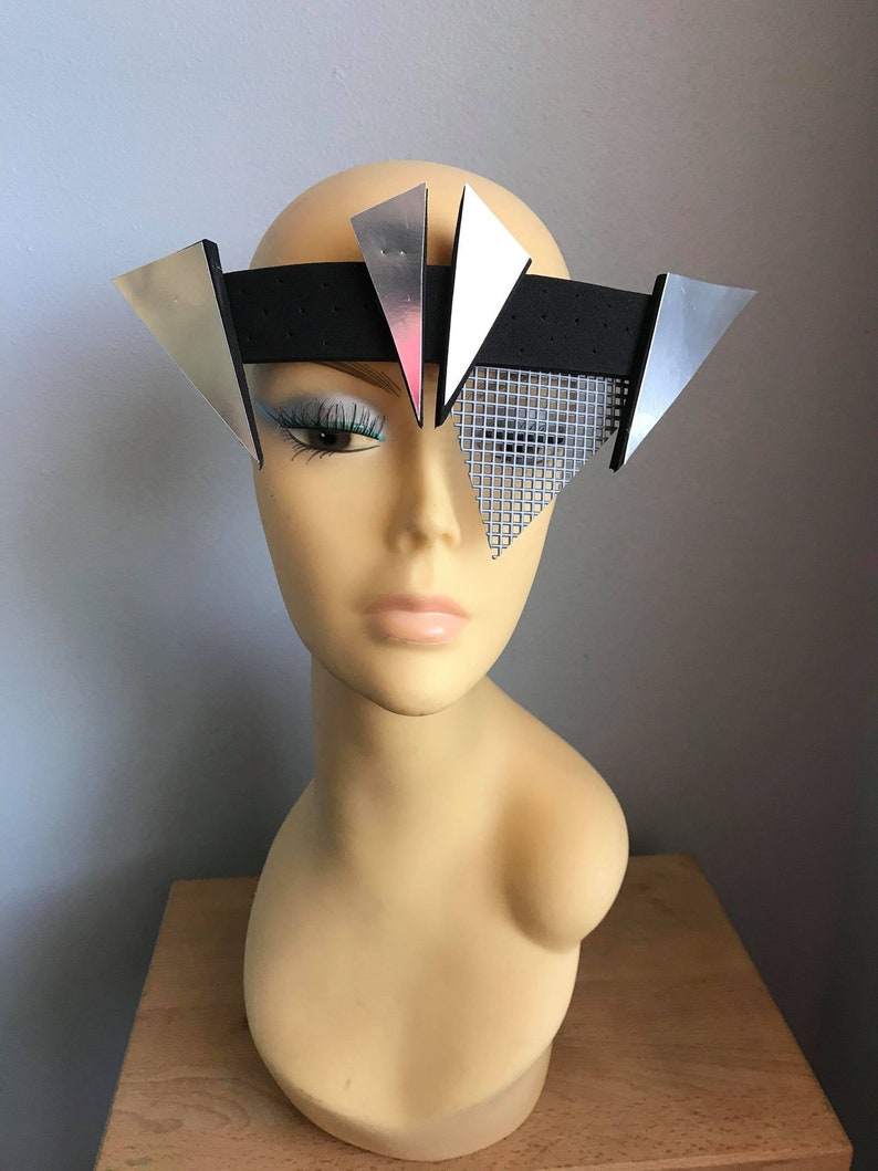 Silver metallic Moon Futuristic headgear monocle headpiece | Etsy