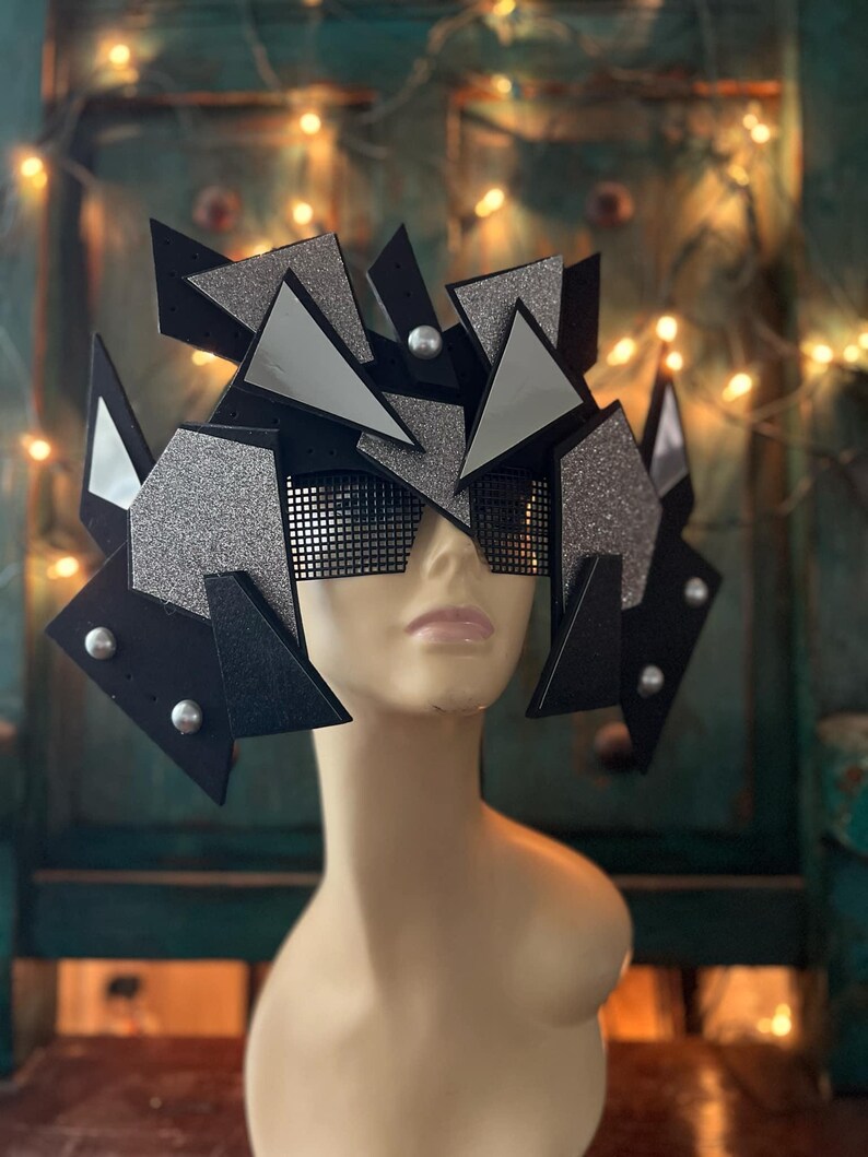 Sukah Synth Futuristic Cyborg Headgear Halo Hat Headpiece Mask Costume ...