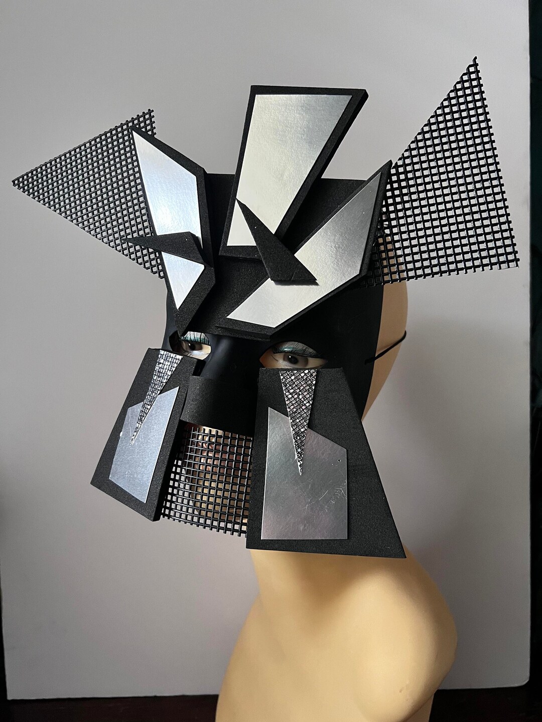 Warp Mode Meta-face Chrome Futuristic Droid Headgear Silver - Etsy